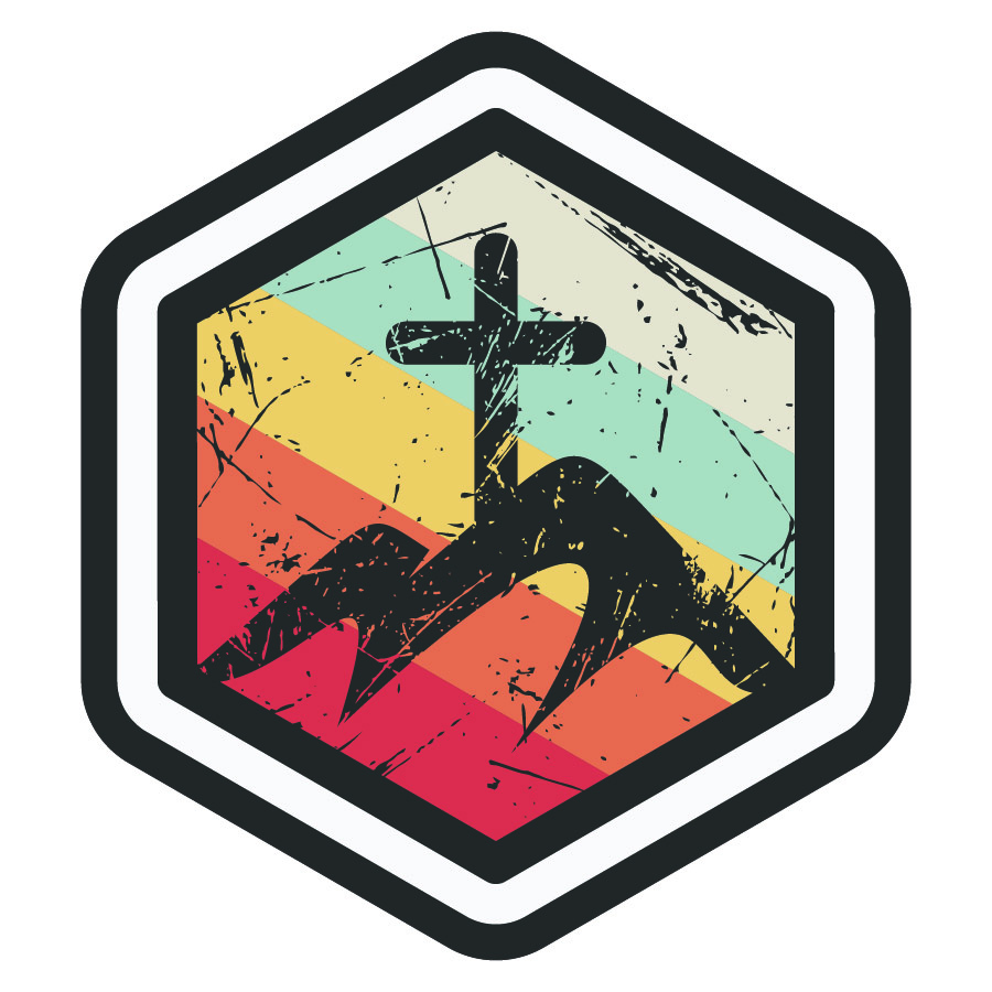 Mitchell Proffitt - Die Cut Magnet - Cross on Mountain Hexagon Design